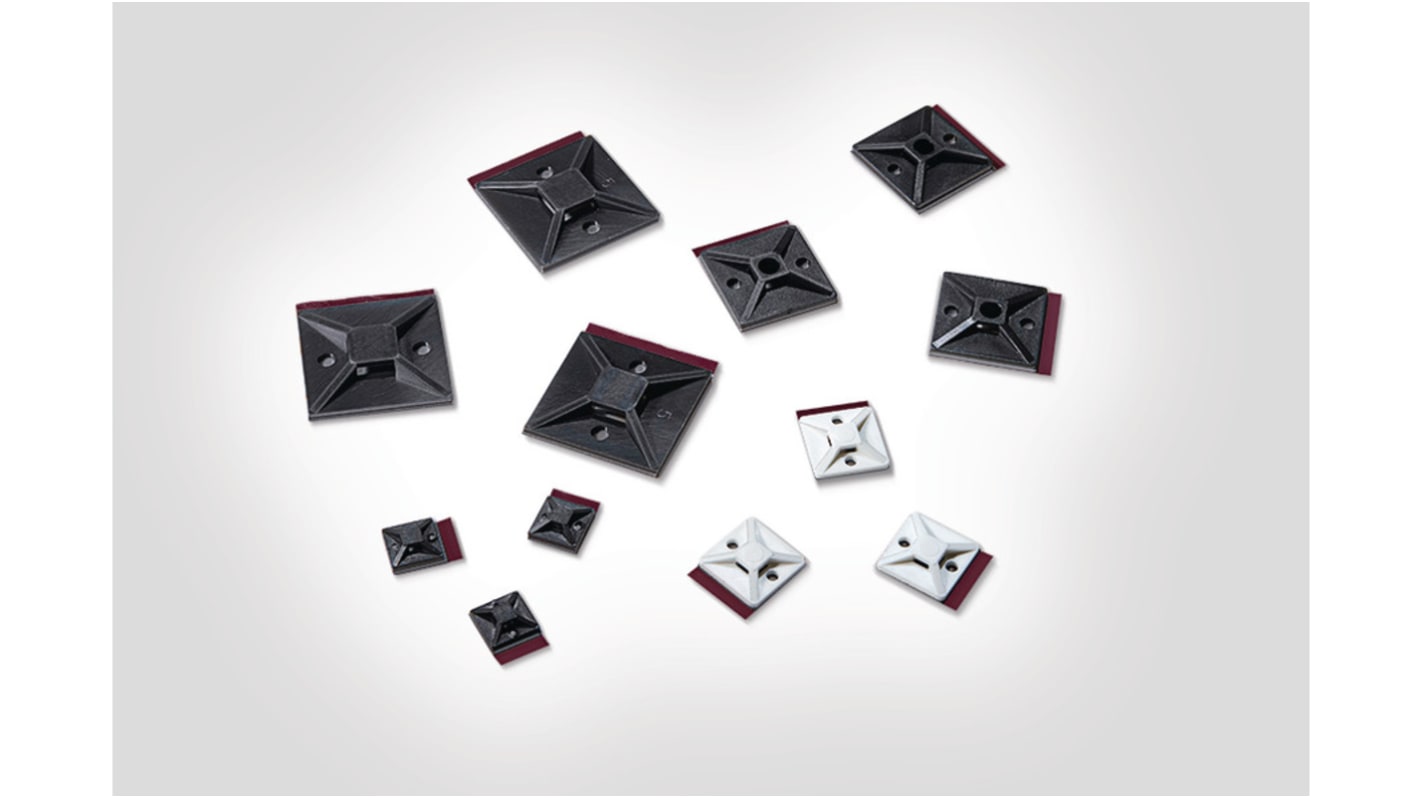 151-02244 | HellermannTyton Self Adhesive Black Cable Tie Mount 19 mm x ...