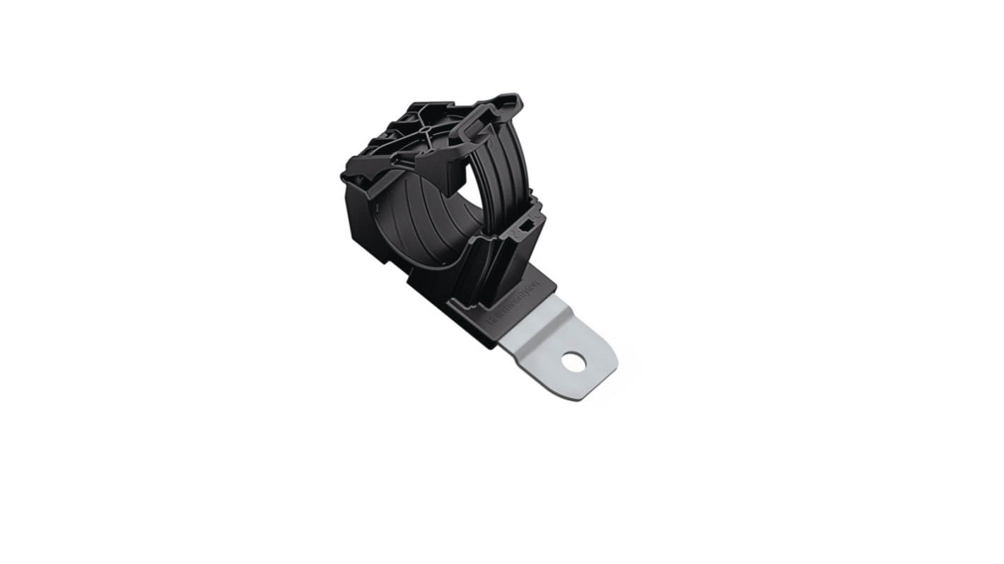 151-01474 | HellermannTyton Black Polyamide Ratchet P Clamp, 36mm Max. Bundle | RS