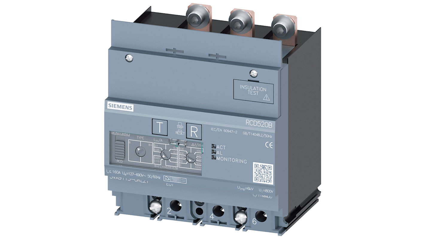 3VA9113-0RL21 | Siemens 3VA91 RCD, 160A, 3 Pole, Type B | RS