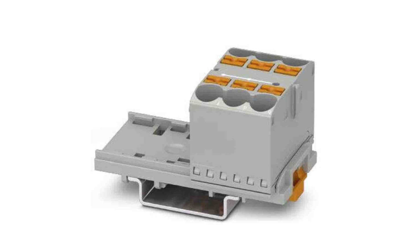 1082403 | Phoenix Contact Distribution Block, 6 Way, 90A, 800 V, Grey | RS