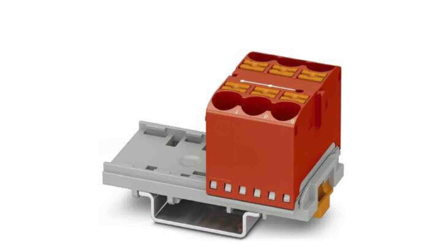 1082405 | Phoenix Contact Distribution Block, 6 Way, 90A, 800 V, Red | RS