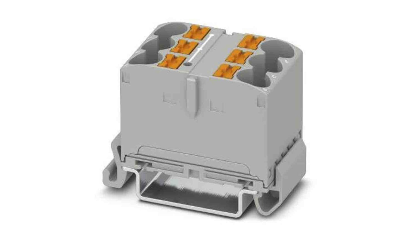 1082479 | Phoenix Contact Distribution Block, 6 Way, 90A, 800 V, Grey | RS
