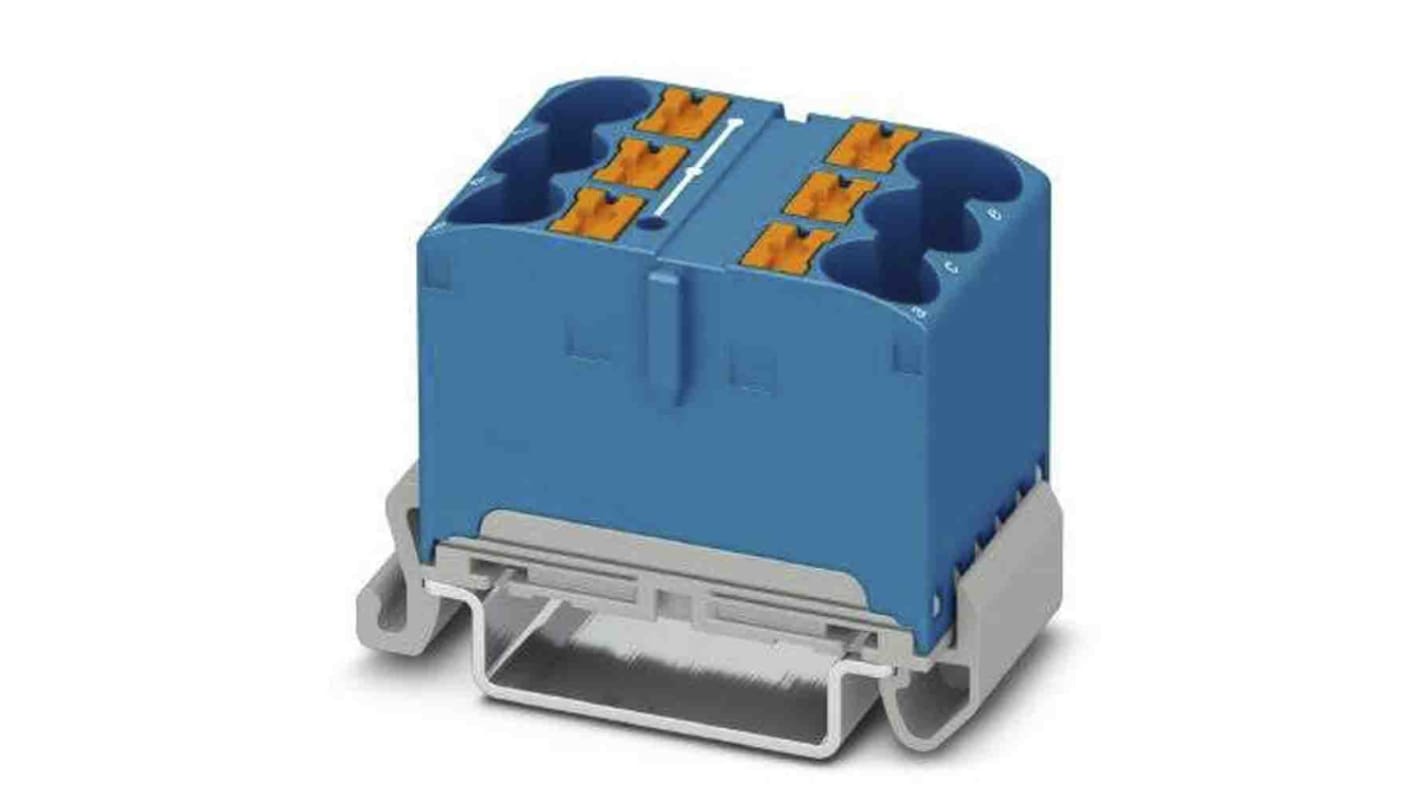 1082480 | Phoenix Contact Distribution Block, 6 Way, 90A, 800 V, Blue | RS