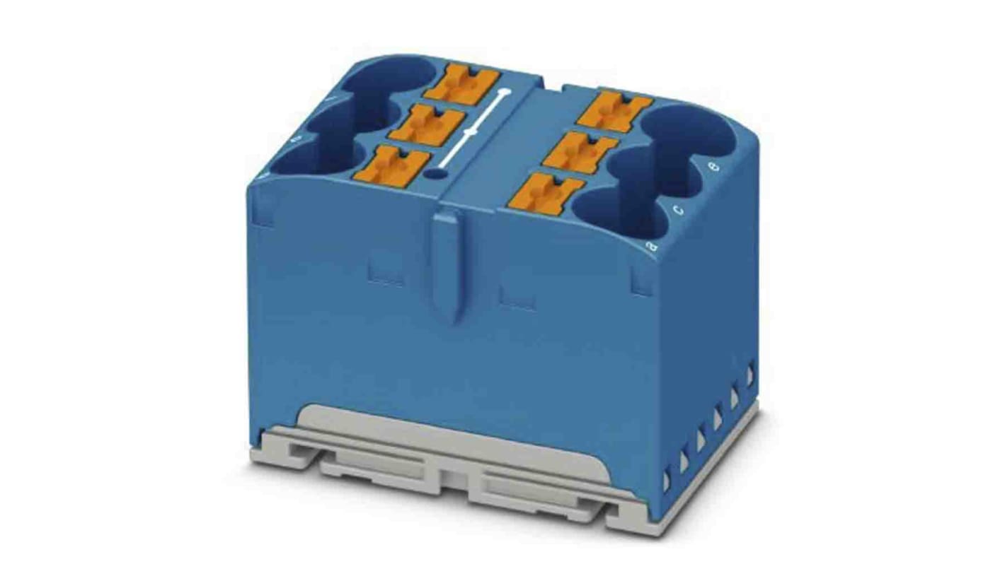 1082493 | Phoenix Contact Distribution Block, 6 Way, 57A, 450 V, Blue | RS