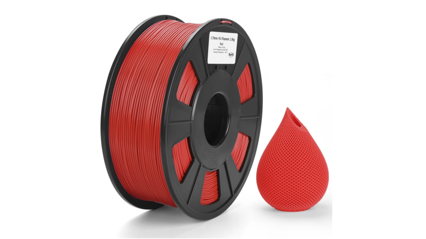RS PRO 1.75mm Red PLA 3D Printer Filament, 1kg | RS