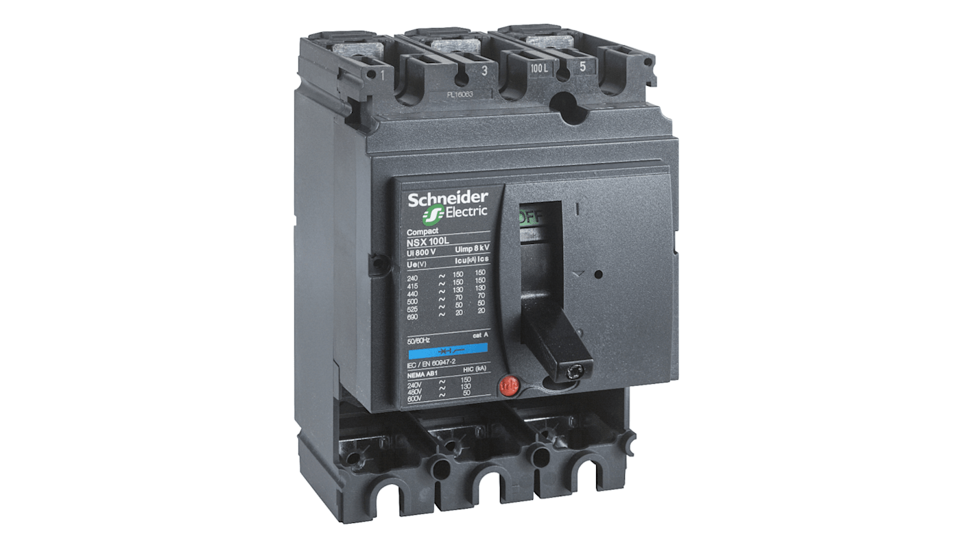 LV429005 | Schneider Electric, ComPact MCCB Molded Case Circuit Breaker 3P 100A, Fixed Mount | RS