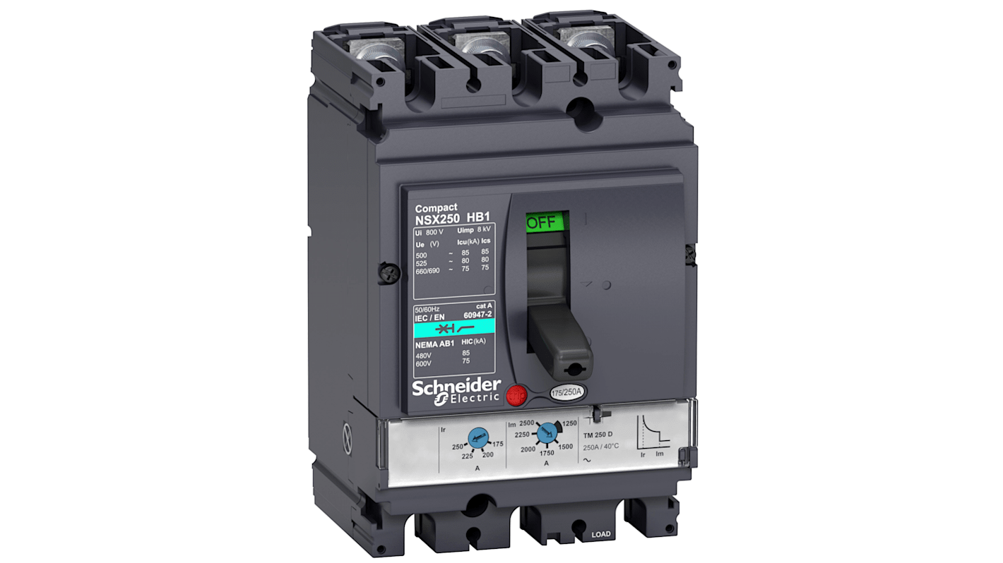 LV433484 | Schneider Electric, ComPact MCCB Molded Case Circuit Breaker 3P 250A, Fixed Mount | RS