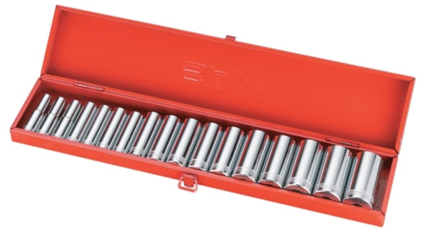 75-SL17 | SAM 17-Piece Metric 1/2 in Deep Socket Set , 12 point | RS