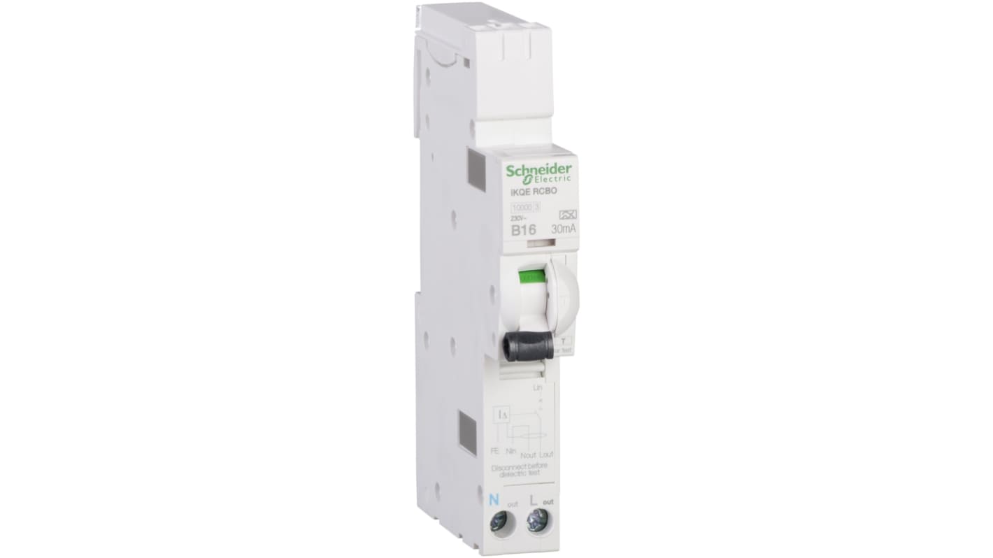 SEE116B03 | Schneider Electric RCBO, 16A Current Rating, 1P Poles, 30mA ...