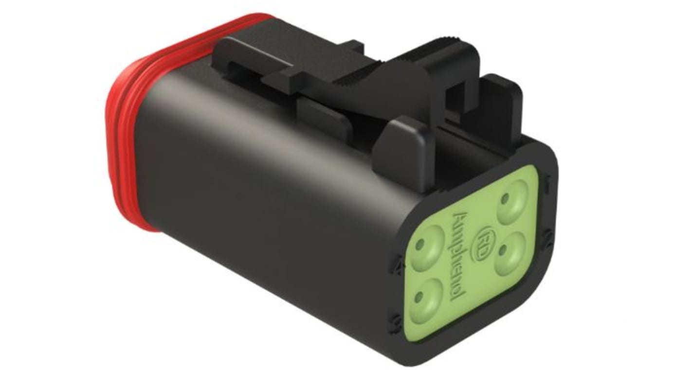 AT06-4S-RD01BLK | Amphenol Industrial, AT Cable connector Socket 4 Way, Crimp Termination | RS