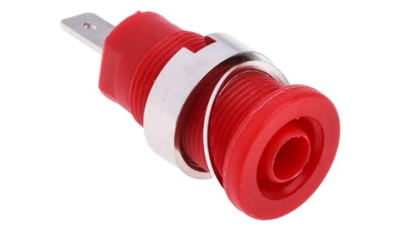 RS PRO Red Female Banana Socket, 4 mm Connector, Tab Termination, 24A ...