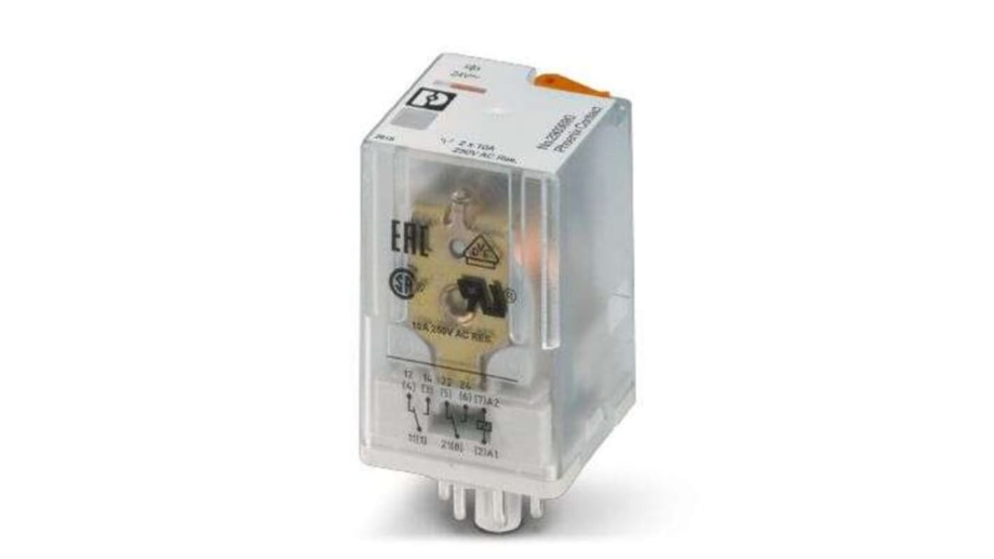 2903690 | Phoenix Contact DIN Rail Non-Latching Octal Relay, 24V dc ...
