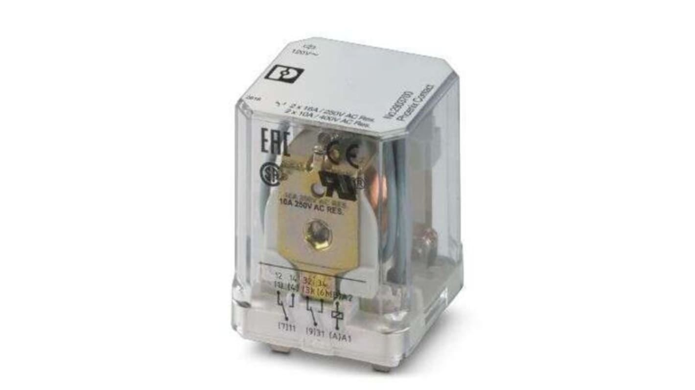2903700 | Phoenix Contact DIN Rail Non-Latching Relay, 120V ac Coil, 0 ...