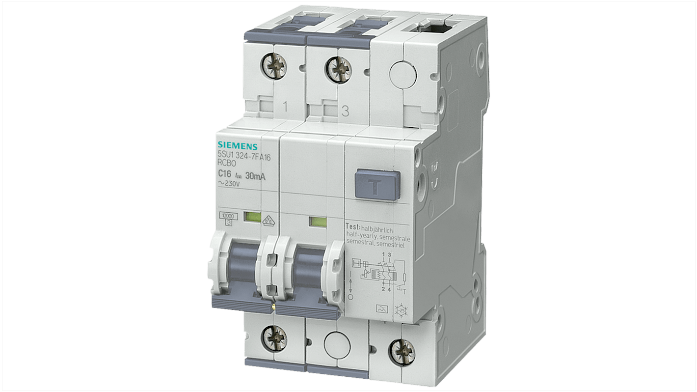 5SU1324-6FA10 | Siemens RCBO, 10A Current Rating, 2P Poles, 30mA Trip ...