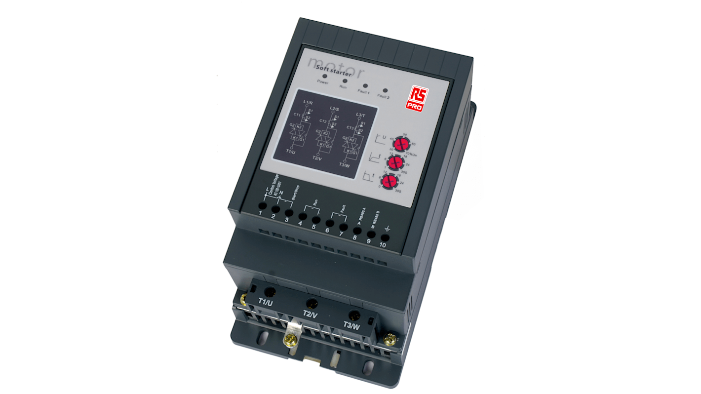 RS PRO Soft Starter, Soft Start, 2.2kW @ 400Vac, 187 → 575 V ac, 3 ...