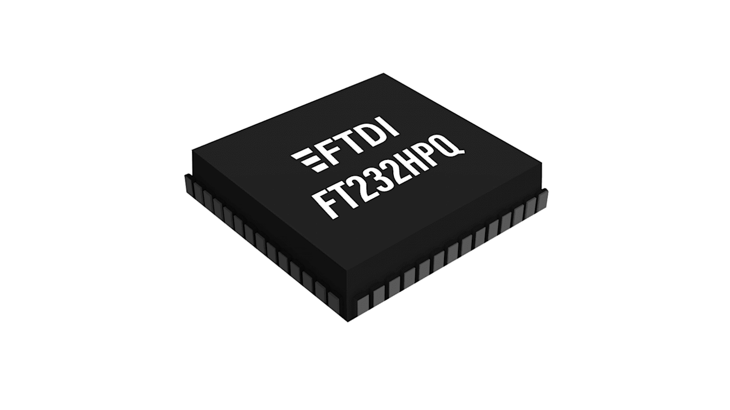 FTDI Chip FT232HPQ-TRAY, USB Controller, 12Mbps, USB 2.0, 3.3 V, 56-Pin ...