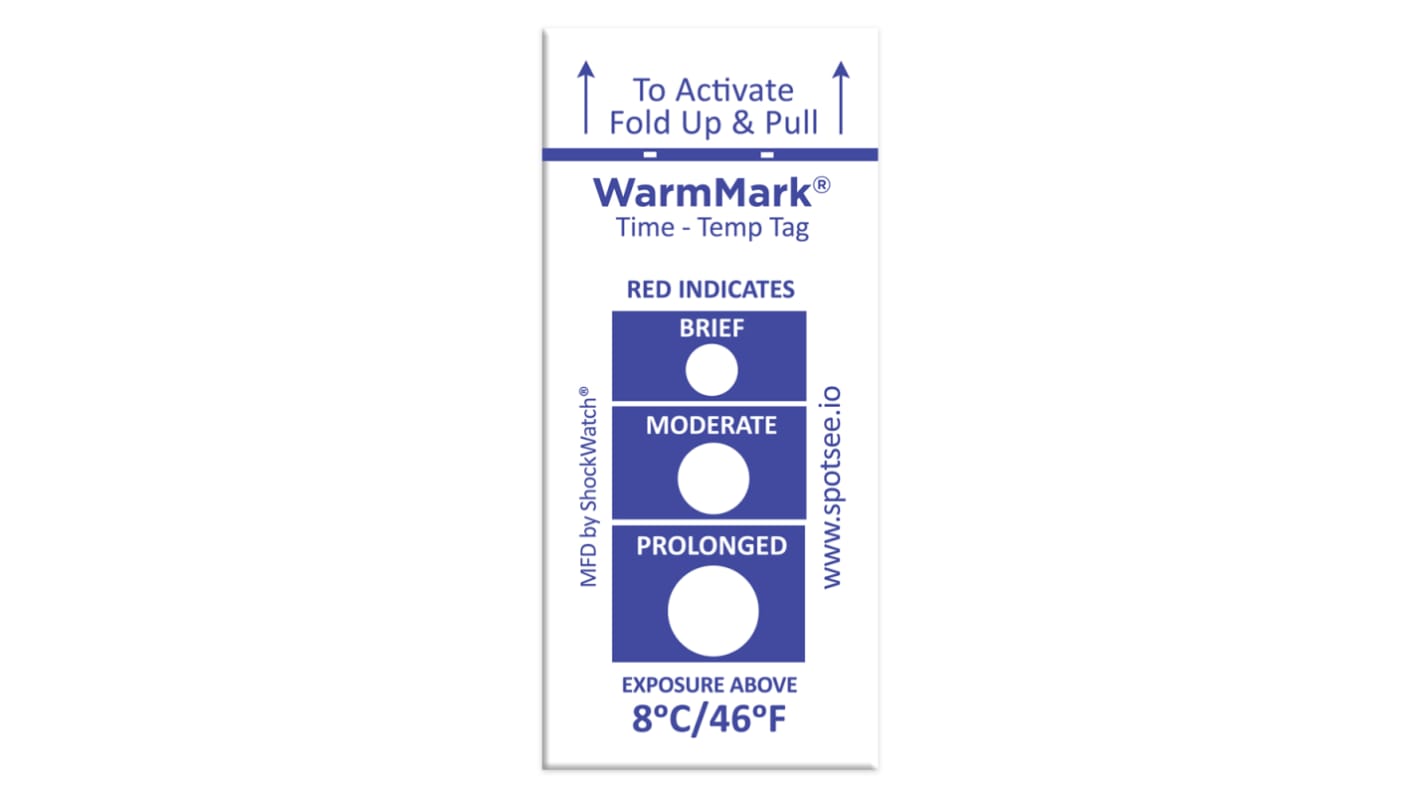 WM 8/46 10PK | SpotSee Non-Reversible Temperature Sensitive Label, +8°C ...