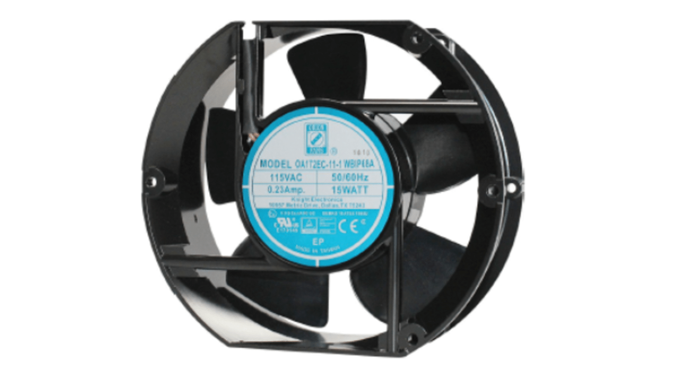 RS PRO Axial Fan, 230 ± 10% V, AC Operation, 220 ± 15%cfm, 15 ± 15%W, 0 ...