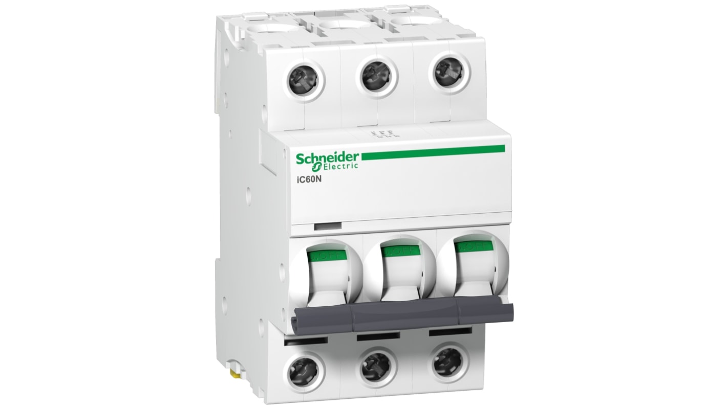 A9F44306 | Schneider Electric Acti 9 iC60N MCB, 3P, 6A Curve C | RS