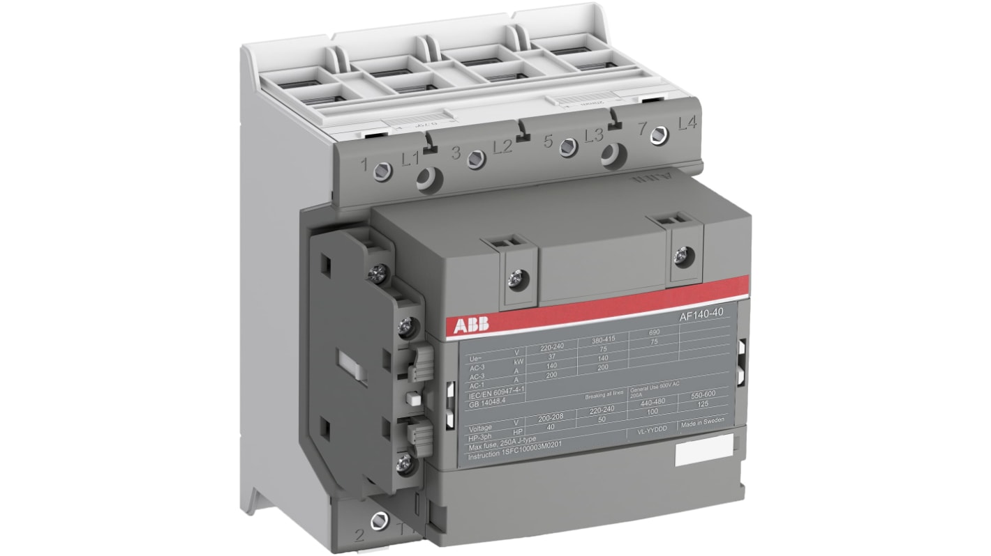 1SFL447101R1311 AF140-40-11-13 100-250V | ABB AF Series Contactor, 250 V Coil, 4-Pole, 200 A, 75 ...