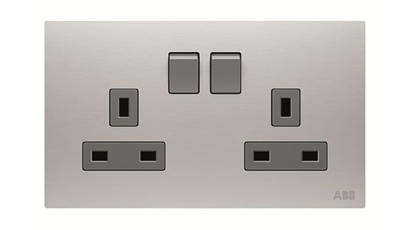 2CLA643719N1101 AM239147-S | ABB 2 Gang Plug Socket, 2 Poles, 13A | RS