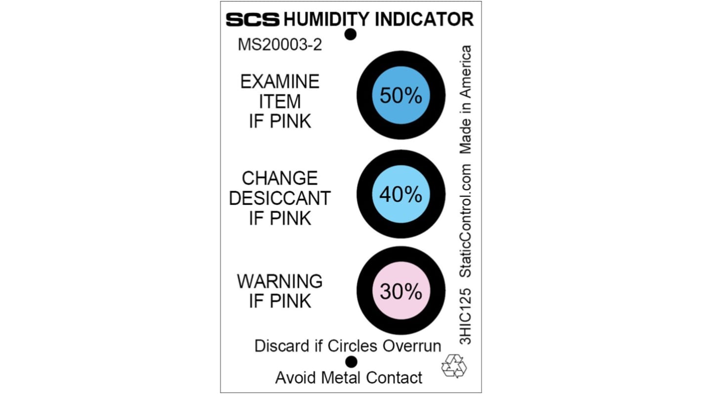 3HIC125 | SCS Safety Labels, Humidity Indicator-Text 75 mm x 50mm | RS