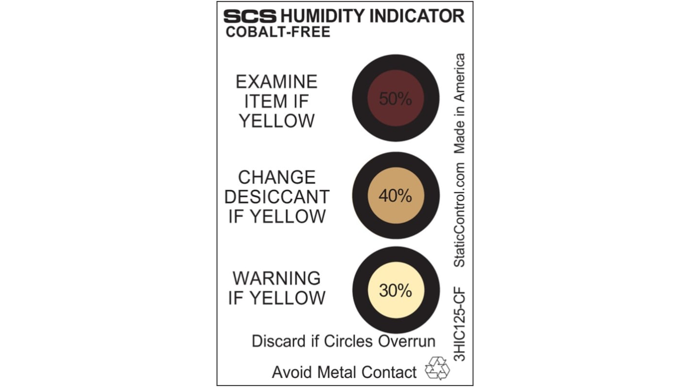 3HIC125-CF | SCS Safety Labels, Humidity Indicator-Text 75 mm x 50mm | RS