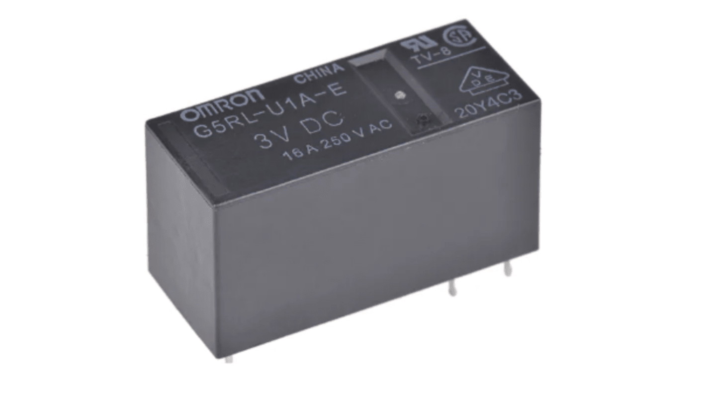 G5RL-K1A-EL-HA DC12 | Omron PCB Mount Non-Latching Relay, 12V dc Coil, 16A Switching Current ...