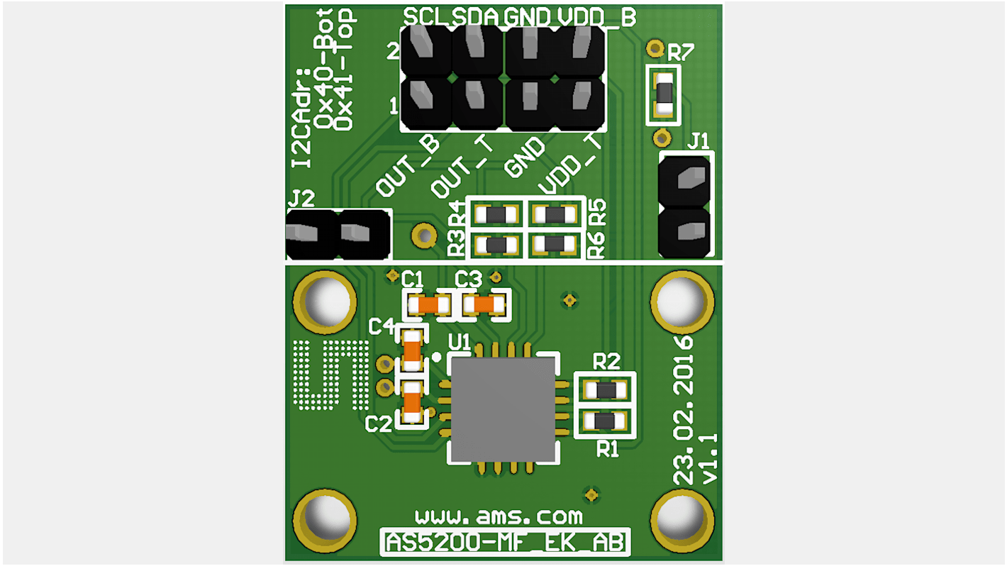 ams OSRAM AS5200L-MF_EK_AB Position Sensor Adapter Board for AS5200L ...
