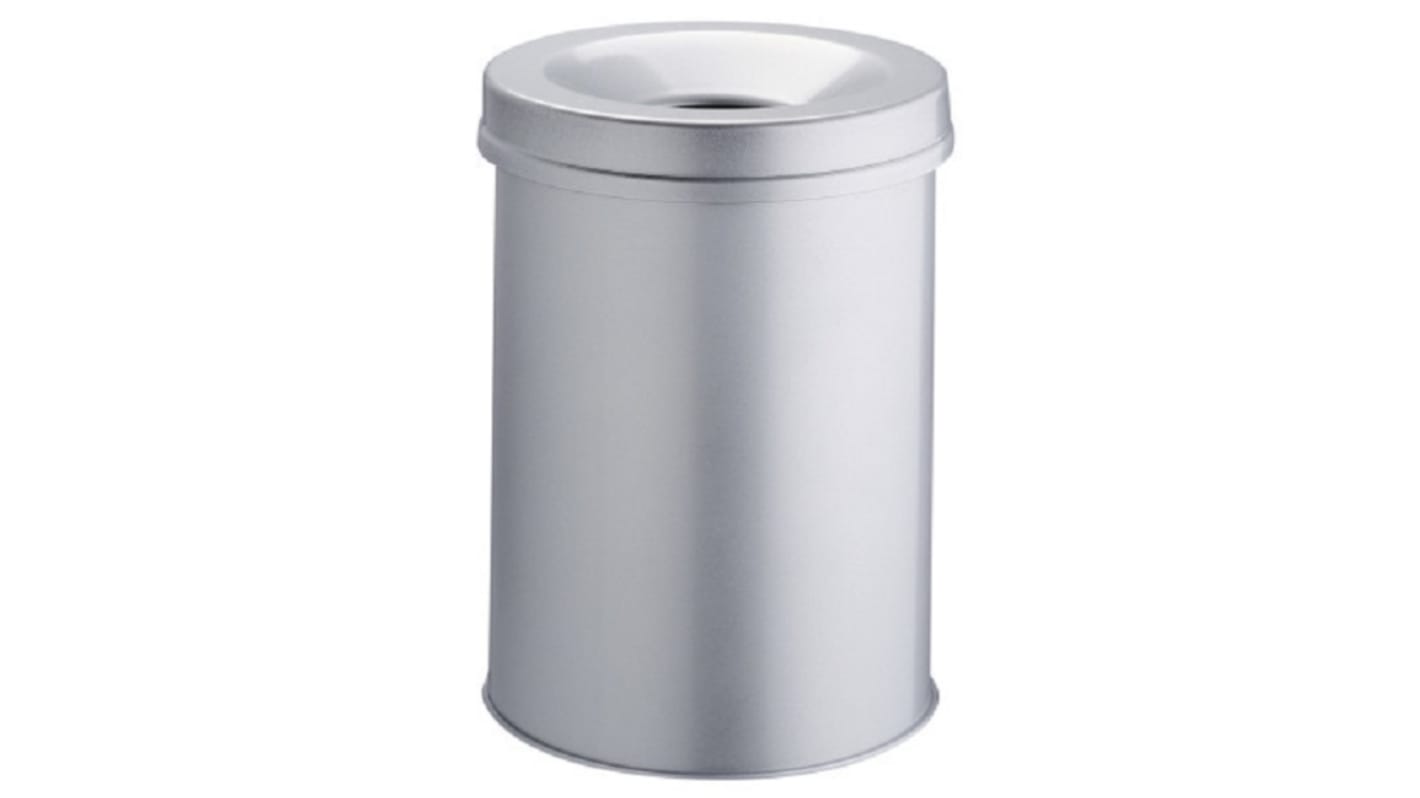 330610 | Durable Safe 30L Grey Flip Steel Waste Bin | RS