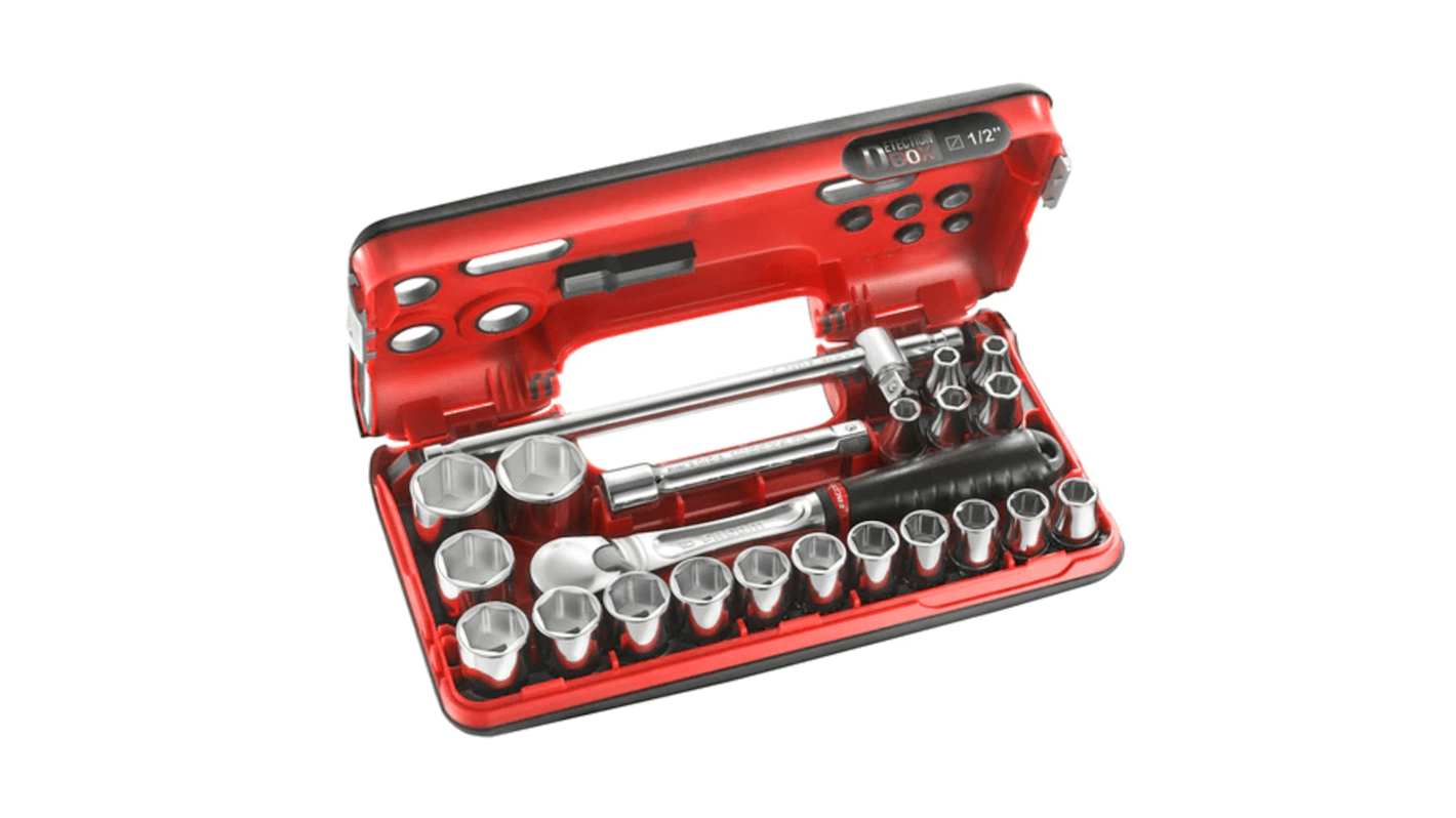SL.DBOX4 | Facom 22-Piece Metric 1/2 in Standard Socket Set with ...