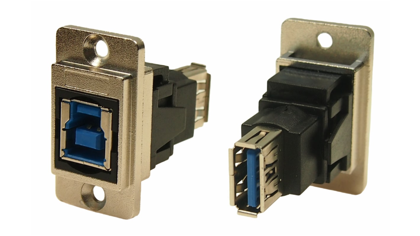 RS PRO Straight, Panel Mount, Socket to Socket Type B to A 3.0 USB ...