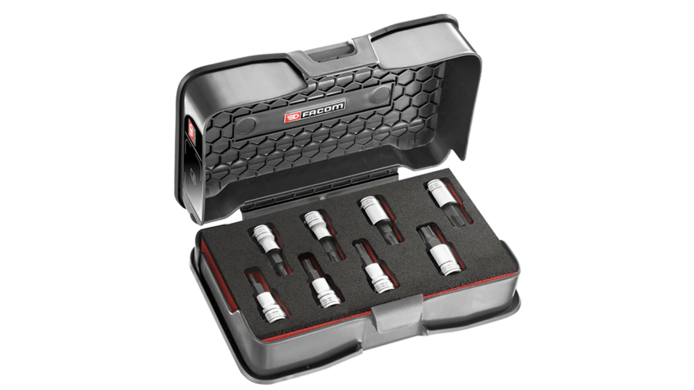 JTM.J8MGRPPB | Facom 8-Piece Metric 3/8 in Bit Socket Set , Hex Bit | RS