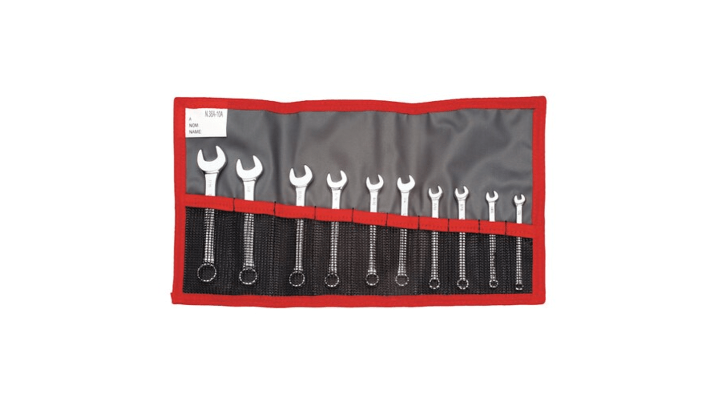 39.JU10T | Facom 10-Piece Combination Spanner Set, 1/4 → 7/16 | RS