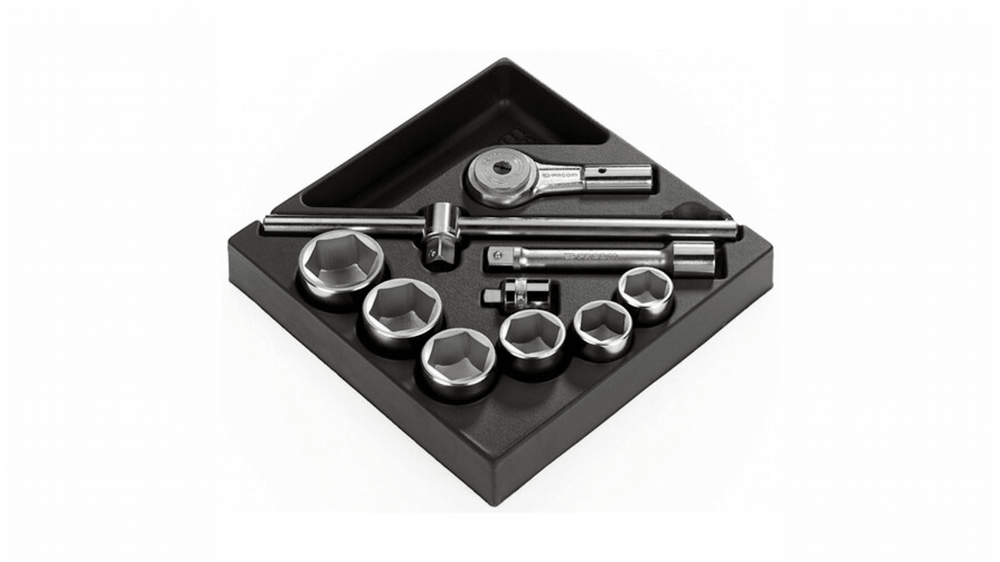 MOD.K1 | Facom Metric 3/4 in Standard Socket Set with Ratchet, 6 point | RS