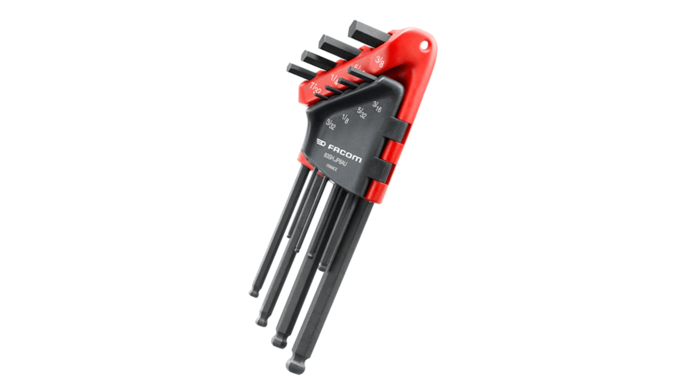 83SH.JP8AU | Facom 9 piece L Shape Imperial Hex Key Set, 3/32 → 3/8in | RS