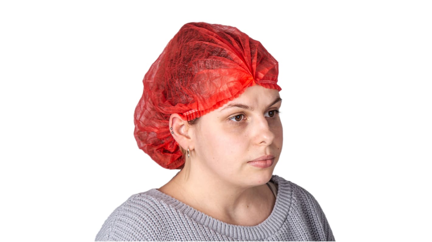 M0313 | Reldeen Red Disposable Hair Cap for Food Industry Use, 52 cm ...