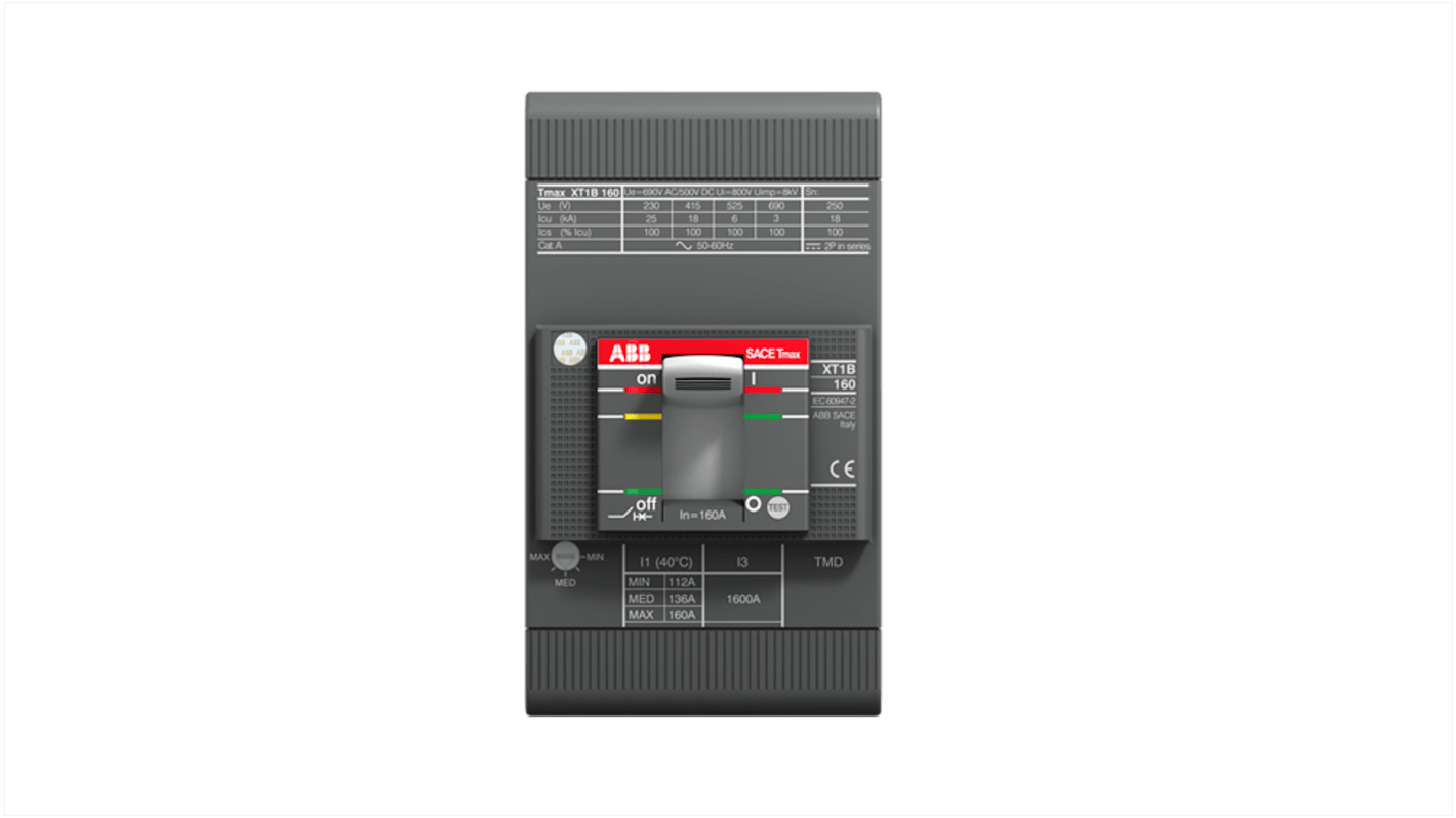 ABB 80A 3P MCCB塑壳断路器, 固定, 1SDA06系列 1SDA067415R1 XT1N 160 TMD 80A FF | RS