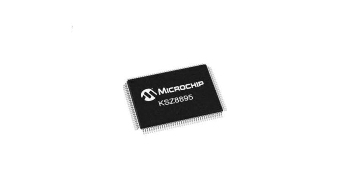 Microchip KSZ8895RQXI, Ethernet Switch IC, 100Mbps MII, RMII, 128-Pin ...