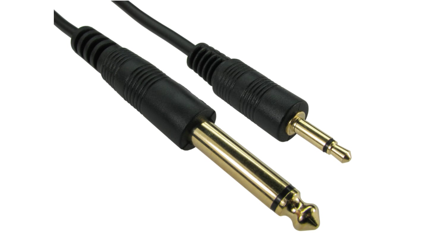 RS PRO Male 6.35mm Mono Jack to Male 3.5mm Mono Jack Aux Cable, Black ...