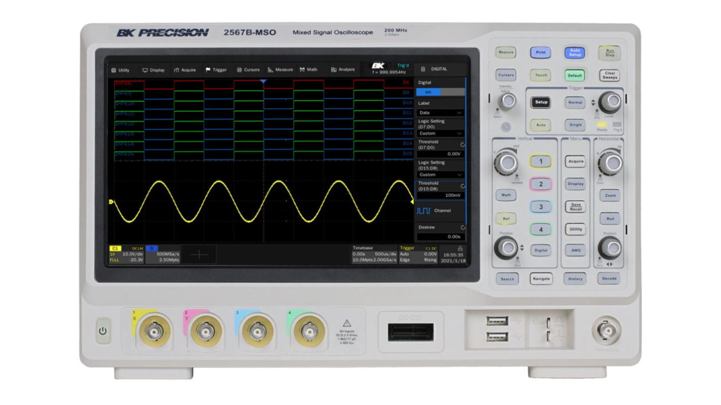 BK Precision BK2567B-MSO 2560B Series Digital Bench Oscilloscope, 4 ...