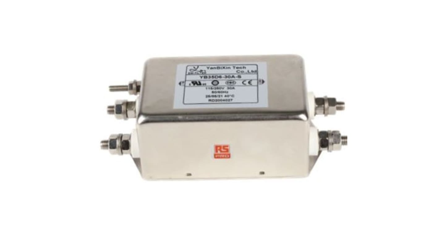 RS PRO 30A 250 V ac, Chassis Mount EMC Filter, Single Phase | RS