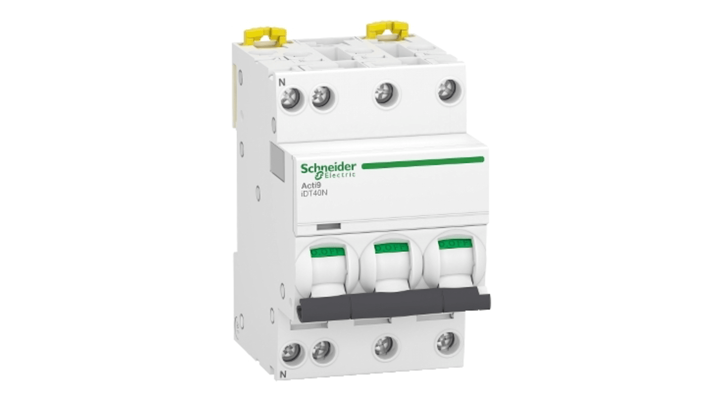 A9P34706 | Schneider Electric Acti 9 Acti9 iDT40N MCB, 3P+N, 6A Curve D ...