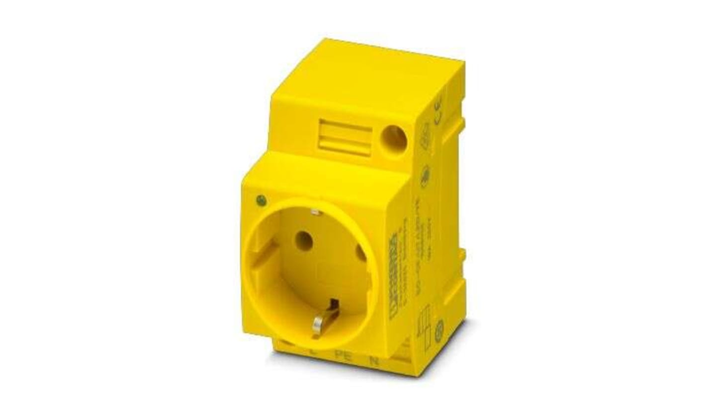 1068028 | Phoenix Contact Yellow 1 Gang Plug Socket, 16A, Indoor Use | RS