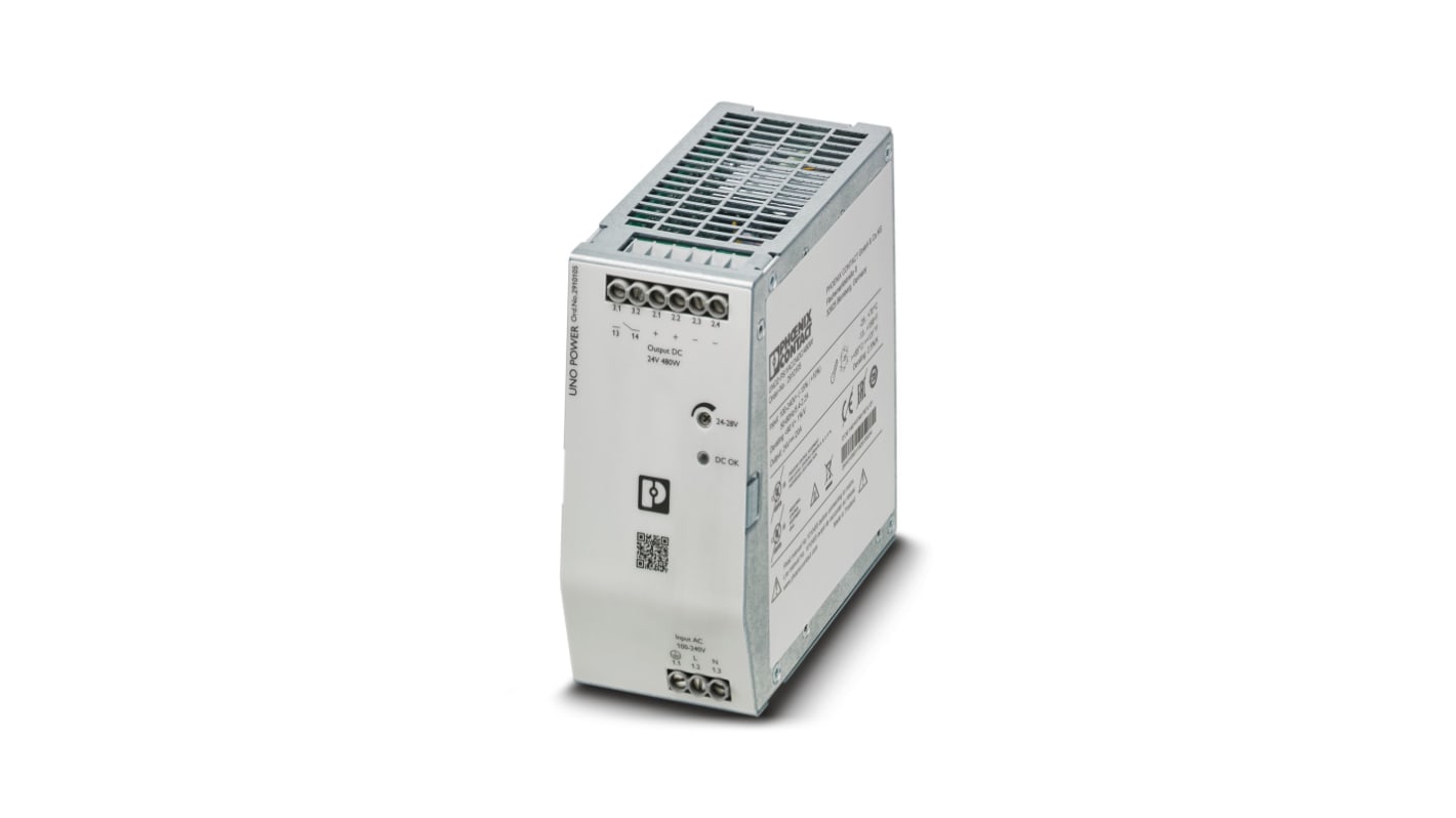 Phoenix Contact PSU, 2910105, 出力：20A, 定格：480W 入力電圧：ac 出力電圧：dc 24V dc/ | RS