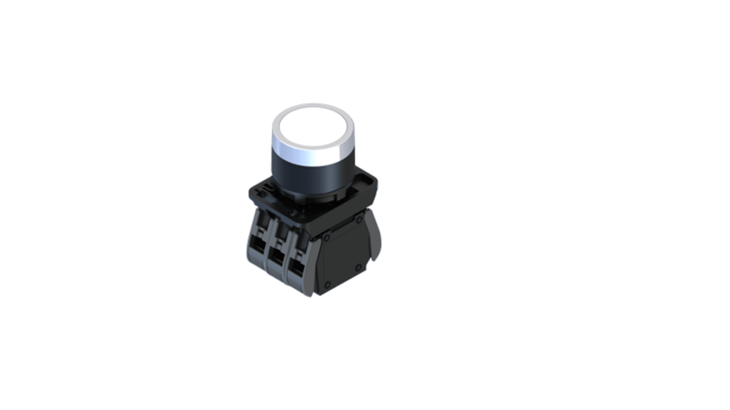 RS PRO Illuminated Push Button Complete Unit, 22.5mm Cutout, 1NO + 1NC | RS