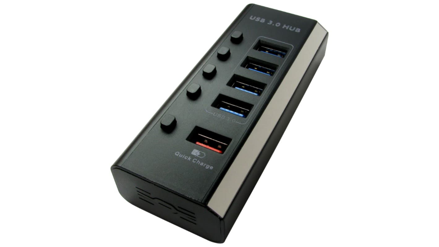 RS PRO 4 Port USB 3.0 USB A Hub, 115 x 45 x 25mm | RS
