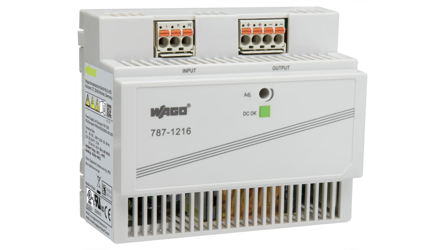 787-1216 | Wago 787 Switched Mode DIN Rail Power Supply, 85 → 264 V ac ...