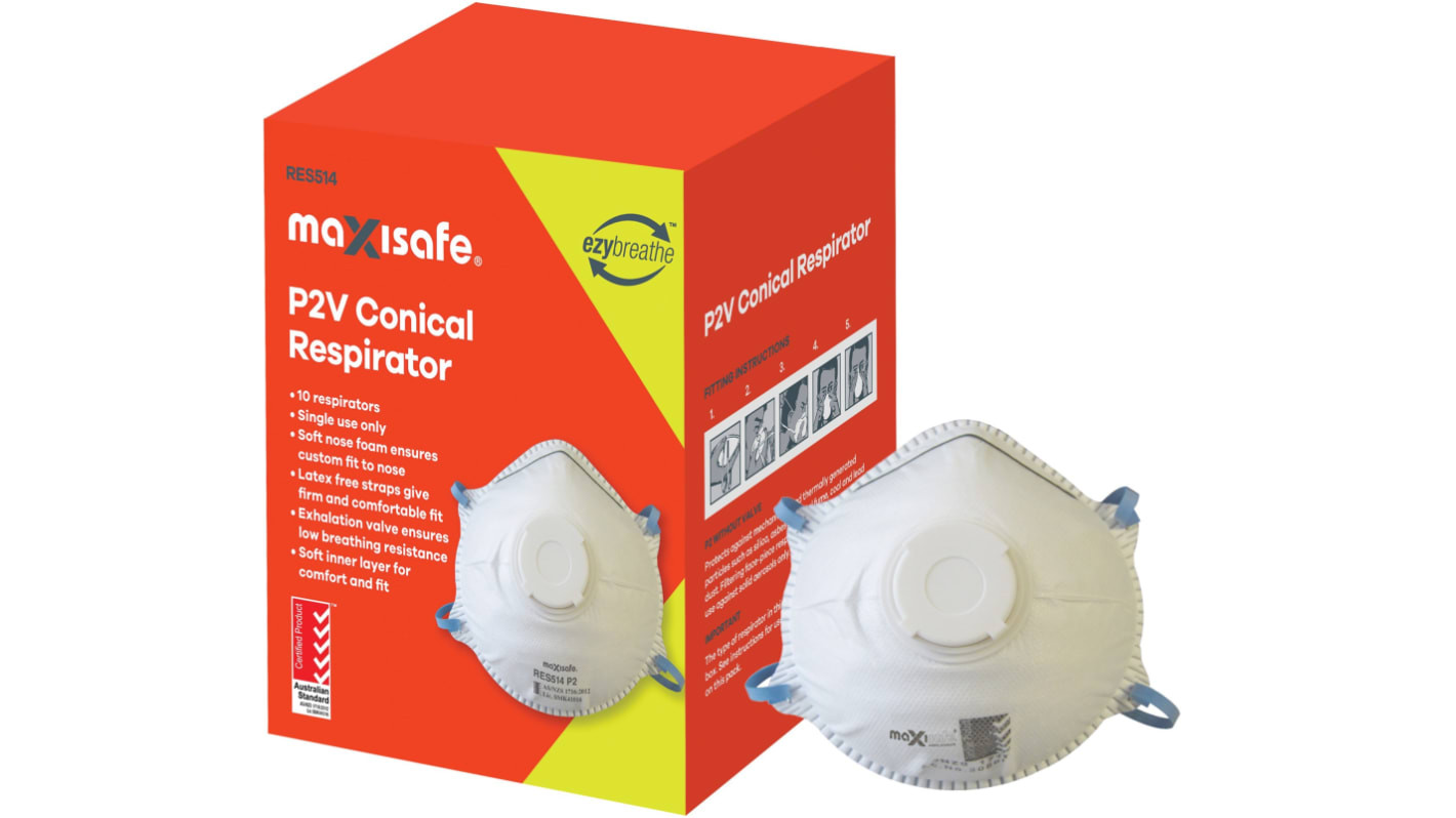 RES514 | Maxisafe Disposable Respirator, P2, Valved, Moulded | RS