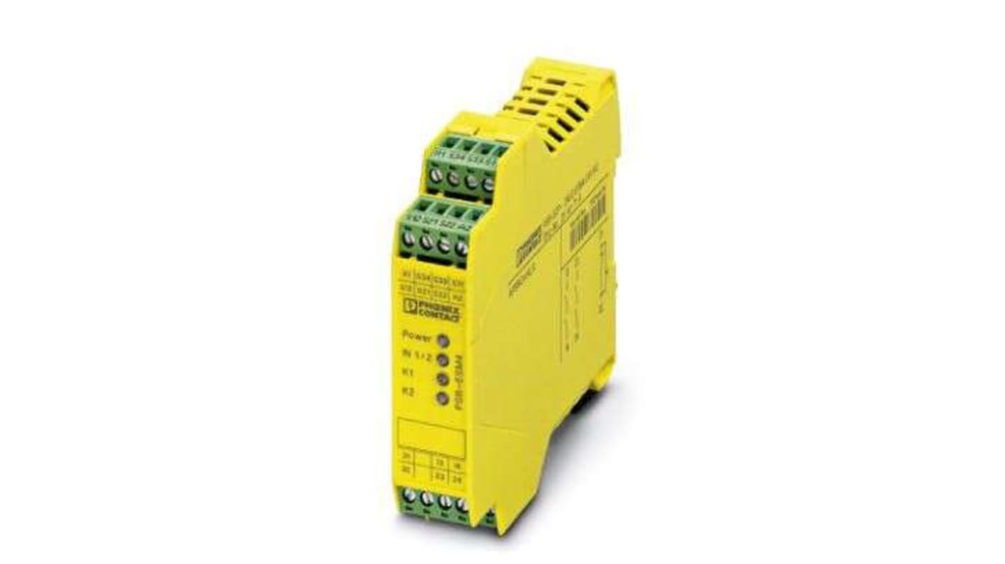 2963718 | Phoenix Contact Dual-Channel Safety Relay, 24V, 2 Safety ...